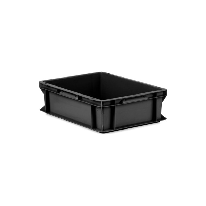 EF Stackable Conductive Container Solid Base/Sides 15.8"L x 11.9"W x 4. ...