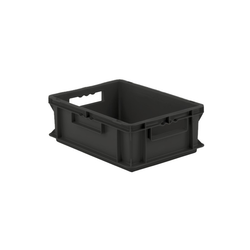 EF Stackable Conductive Container Solid Base/Sides 15.8"L x 11.9"W x 5. ...