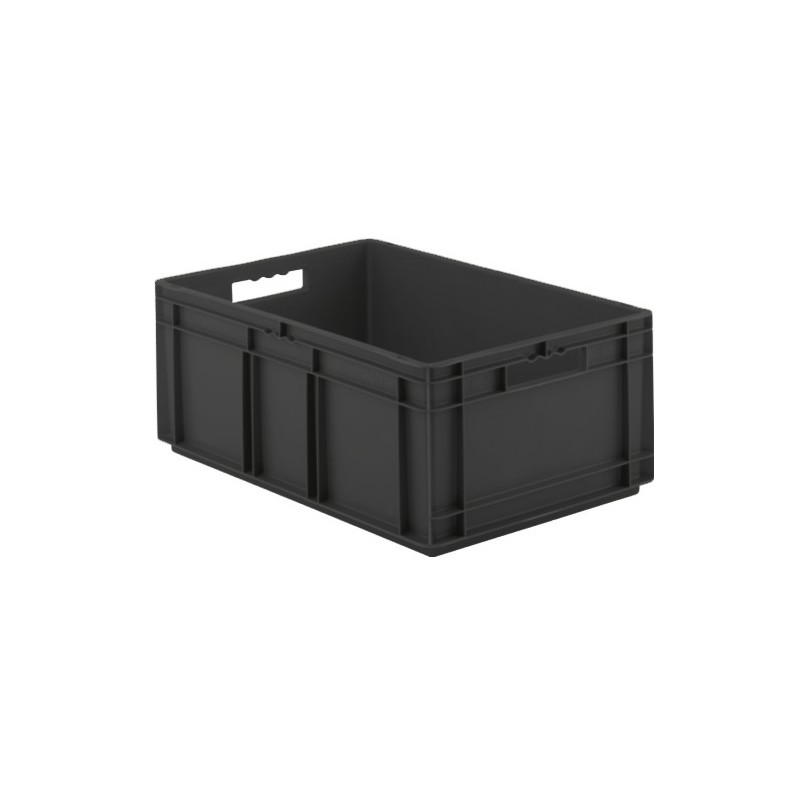 EF Stackable Conductive Container Solid Base/Sides 23.7"L x 15.8"W x 9. ...